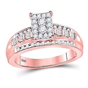 Dazzlingrock Collection 10kt Rose Gold Womens Round Diamond Cluster Bridal Wedding Engagement Ring 1/2 ctw