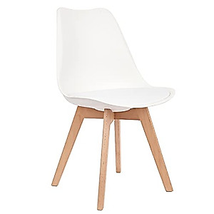 +gardenlife | Tulip Nordic Chair Design Armless Dining Plastic Chair | Set of 4 | White