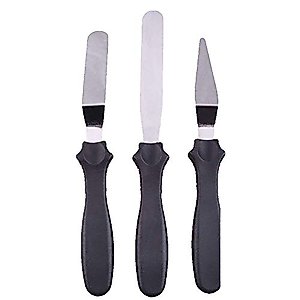 Offset Angled Cake Icing Spatula Knives - Set of 3 Stainless Steel Decorating and Baking Supplies - 6", 8" & 10" (3)