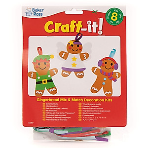 Baker Ross AX357 Gingerbread Man Mix & Match Kits - Pack of 8, Christmas Arts and Crafts and Christmas Decorations for Kids