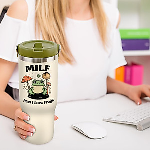 ysnifeiw 30oz Frog Tumbler with Handle and Straw, Stainless Steel Insulated Frog Cup with Top Handle and Lid, Frog Coofee Mug Gifts for Women Men