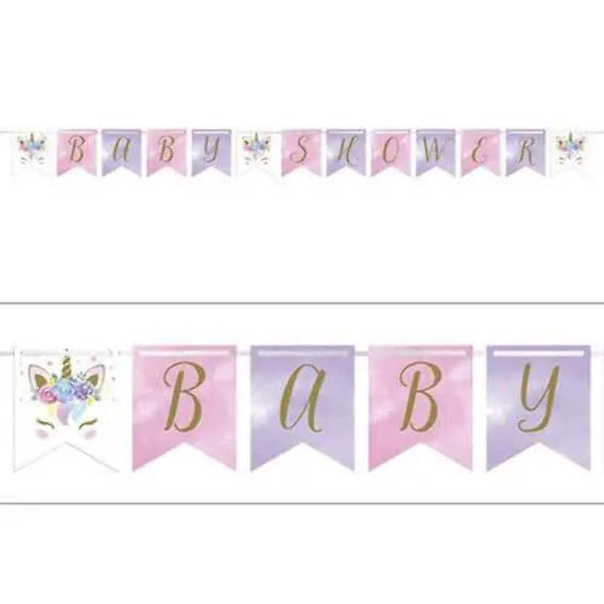 Creative Converting 344437 Unicorn Baby Shower Banner, 84.5" x 6", Multi-color