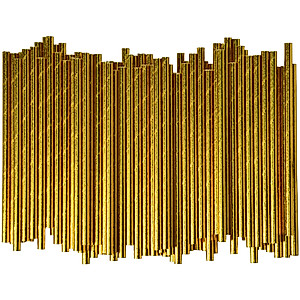 Chunspak 5.75 Inch Disposable Short Gold Paper Straws & Stirrers, Sipping Stir Sticks (500 Counts) - for Cocktail, Short Drinks, Wedding, Party, Bars, Restaurants