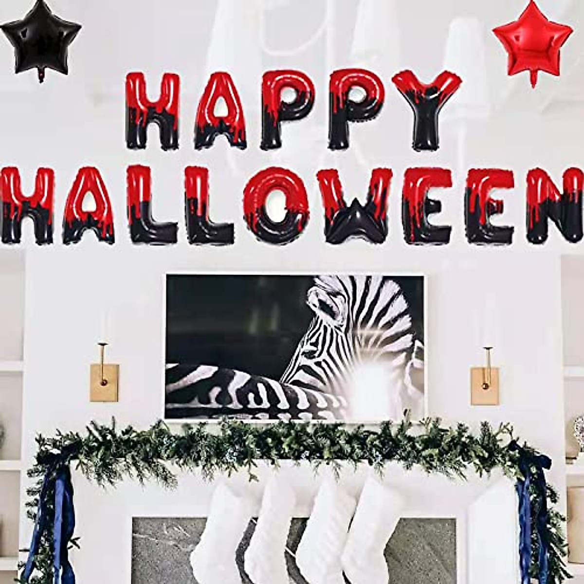 SainSpeed Halloween Party Decoration Set, Happy Halloween with Latex Balloons, Tassel, Star, Spider for Halloween Party Decor Supplies Halloween Bar Home Accessory & Decoration