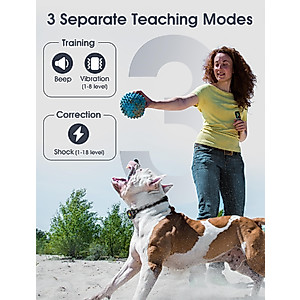 Dog Training Collar with Remote, Smart Dog Shock Collar with 3 Training Modes and Training Icons, Waterproof Electric Dog Shockers for Large and Medium Dogs (8-120 LBS)