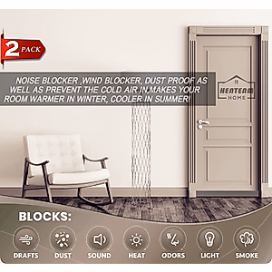 Door Draft Stopper 2 Pack,36" Door Draft Blocker,Draft Stopper for Bottom of Door,Front Door Draft Stopper Weather Stripping,Door Sweep Soundproof,Under Door Draft Stopper Grey