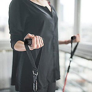 2 Pcs Resistance Bands Handle, Cable Machine Attachments Fitness Grips Strap Stirrup Handle with ABS Cores Silicon Grip for Gym Pilates Yoga Crossover Triceps Exercise