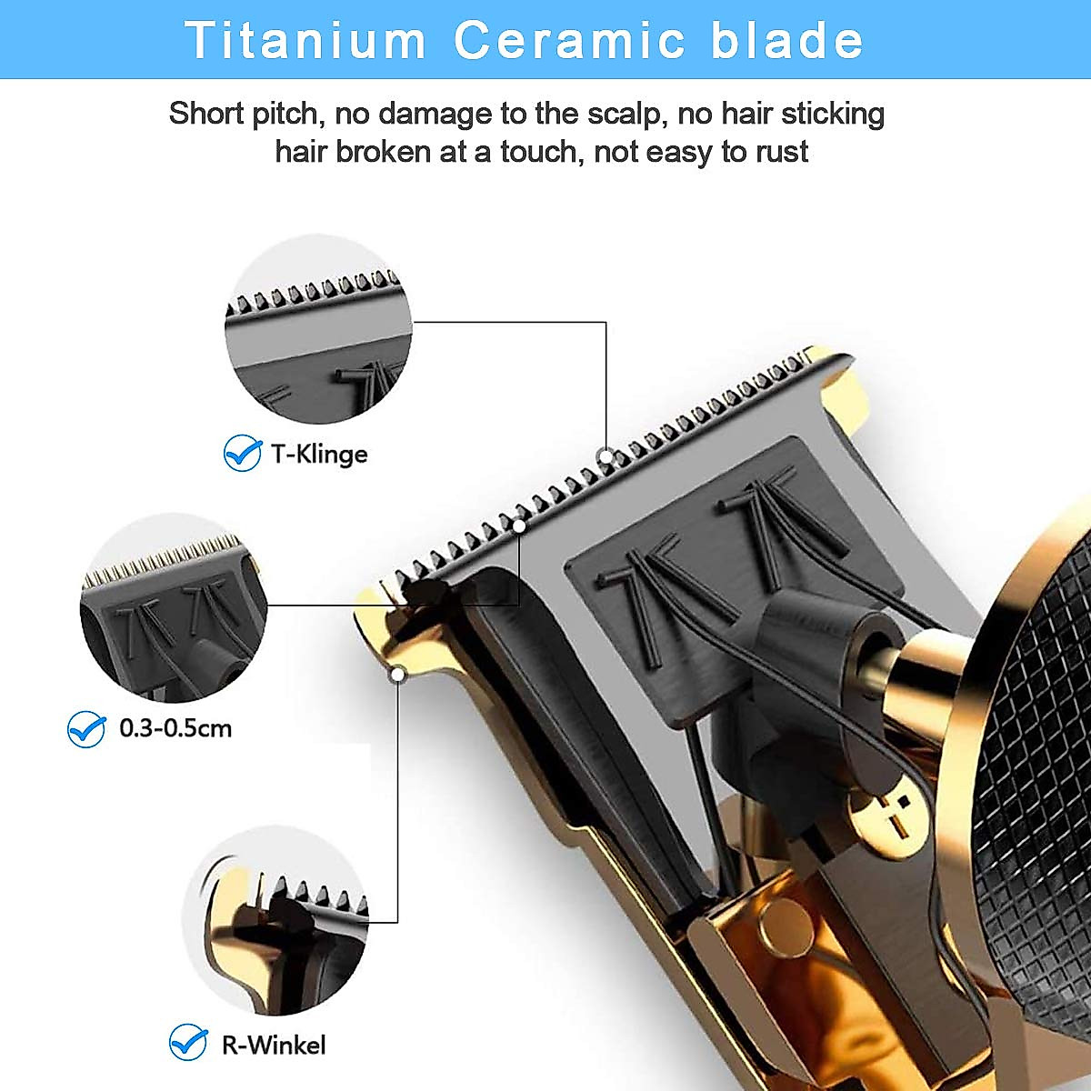 Professional Hair Clippers for Men, Electric T-Blade Hair Trimmer 0mm Baldheaded Hair Clipper Zero Gapped Detail Beard Shaver Barbershop