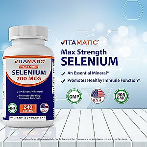 Vitamatic Yeast Free Selenium 200mcg as Selenomethionine Supplement Essential Trace Mineral with Superior Absorption 240 Tablets