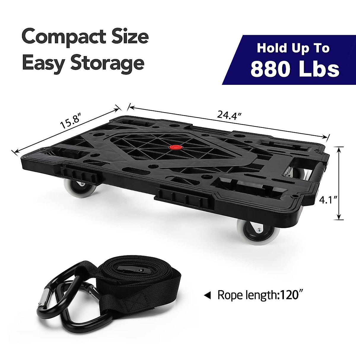 Nellyke Furniture Movers Dolly Furniture Movers with Wheels, Portable Moving Rollers Leg Dollies for Heavy Furniture, 4 Wheels Small Flat Dolly, 1760 Lbs Capacity, 2 Pack, Black…