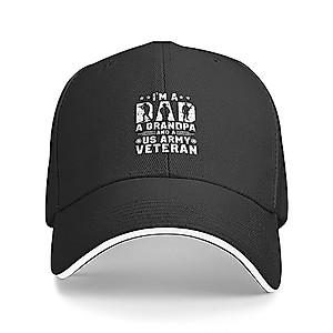 I'm A Dad Grandpa and A US Army Veteran Nothing Scares Me Baseball Cap Sports Beach Back Buckle Brim Adjustable Hat