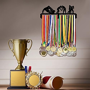 PH PandaHall Brazilian Jiu-Jitsu Medal Holder Medal Hanger Award Ribbon Hanger Tiered Medal Hanger Sport Award Ribbon Cheer Rack Wall Mount Metal Frame for Over 50 Medals 15.75 Inch/40cm