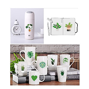 50 Pieces of Garden Potted Green Plant Stickers Kettle Envelope Greeting Card Desk Bedroom Refrigerator Laptop Diary Gift Box Home School Craft Decoration Waterproof Sticker