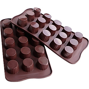 Webake Candy Molds Silicone Chocolate Molds, Baking Mold for Jello, Keto Fat Bombs and Peanut Butter Cup, Pack of 2