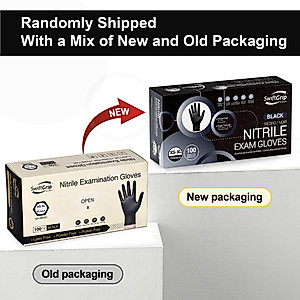 SwiftGrip Disposable Nitrile Exam Gloves, Black Nitrile Gloves Disposable Latex Free for Medical, Cooking & Esthetician, Food-Safe Rubber Gloves, Powder Free, Non-Sterile, 1000ct Case (X-Small)