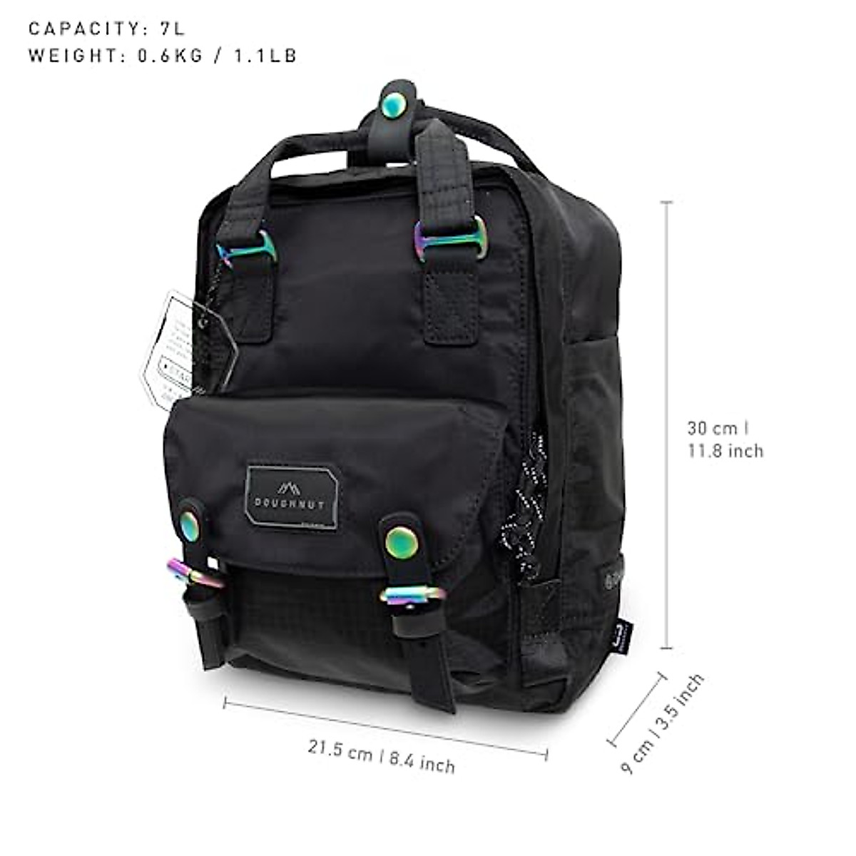 Doughnut Travel Backpack for Women 7L Work Casual Water Repellent Fashion Bag(GS BLACK)