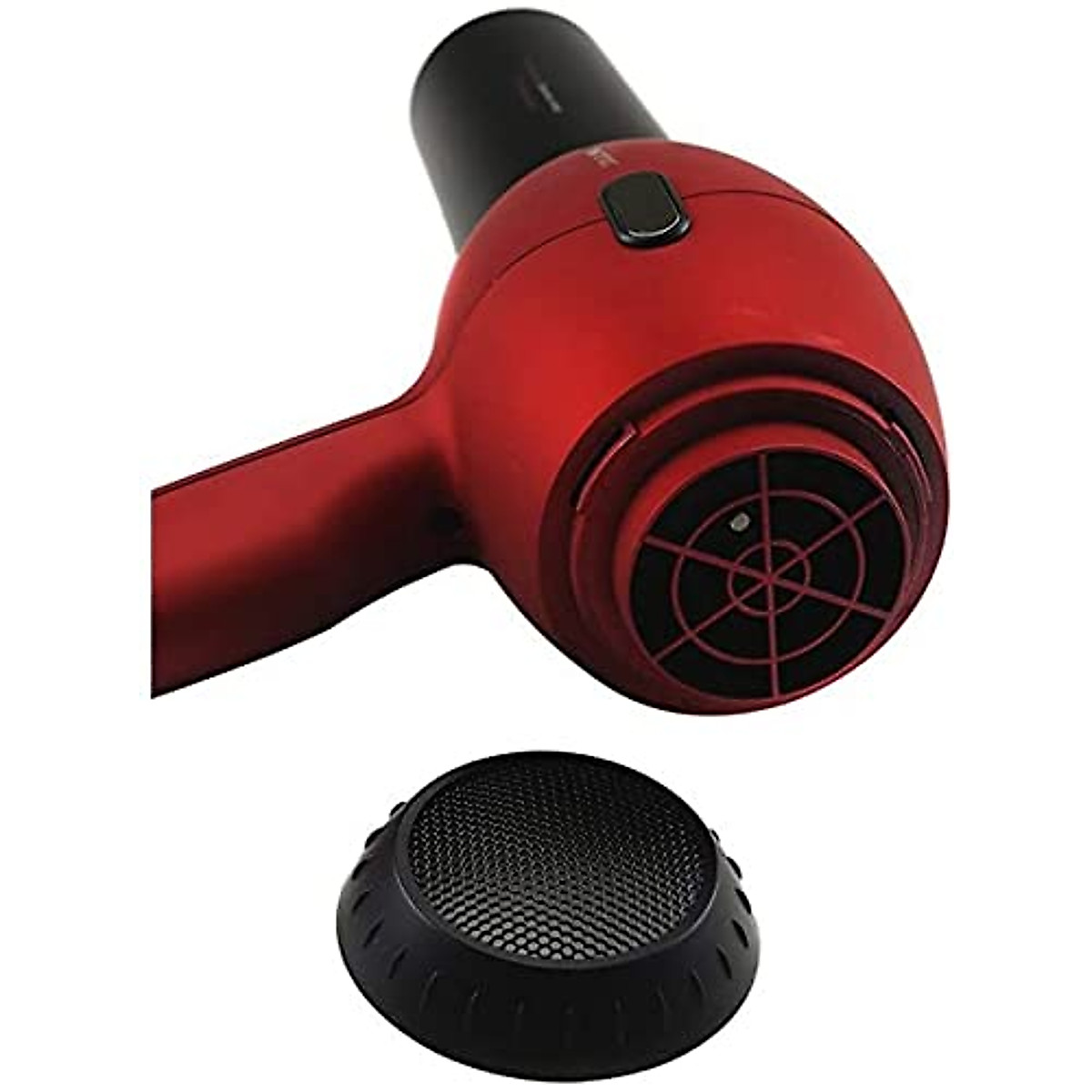 Ovente 1875 Watt Professional Hair Dryer with Diffuser, Ionic & Tourmaline Technology, For Body, Volume & Smoothing, Concentrator Attachment & Travel Bag, Lightweight for Home Use, Black & Red X3400BR