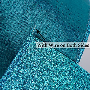 HUIHUANG Velvet Wired Ribbon Teal Ribbon Christmas Velvet Ribbon 2.5 inch Wide Turquoise Blue Metallic Glitter Ribbon for Christmas Tree Wreaths Gift Wrapping Bows Gralands Home Decor Crafts-10 Yards