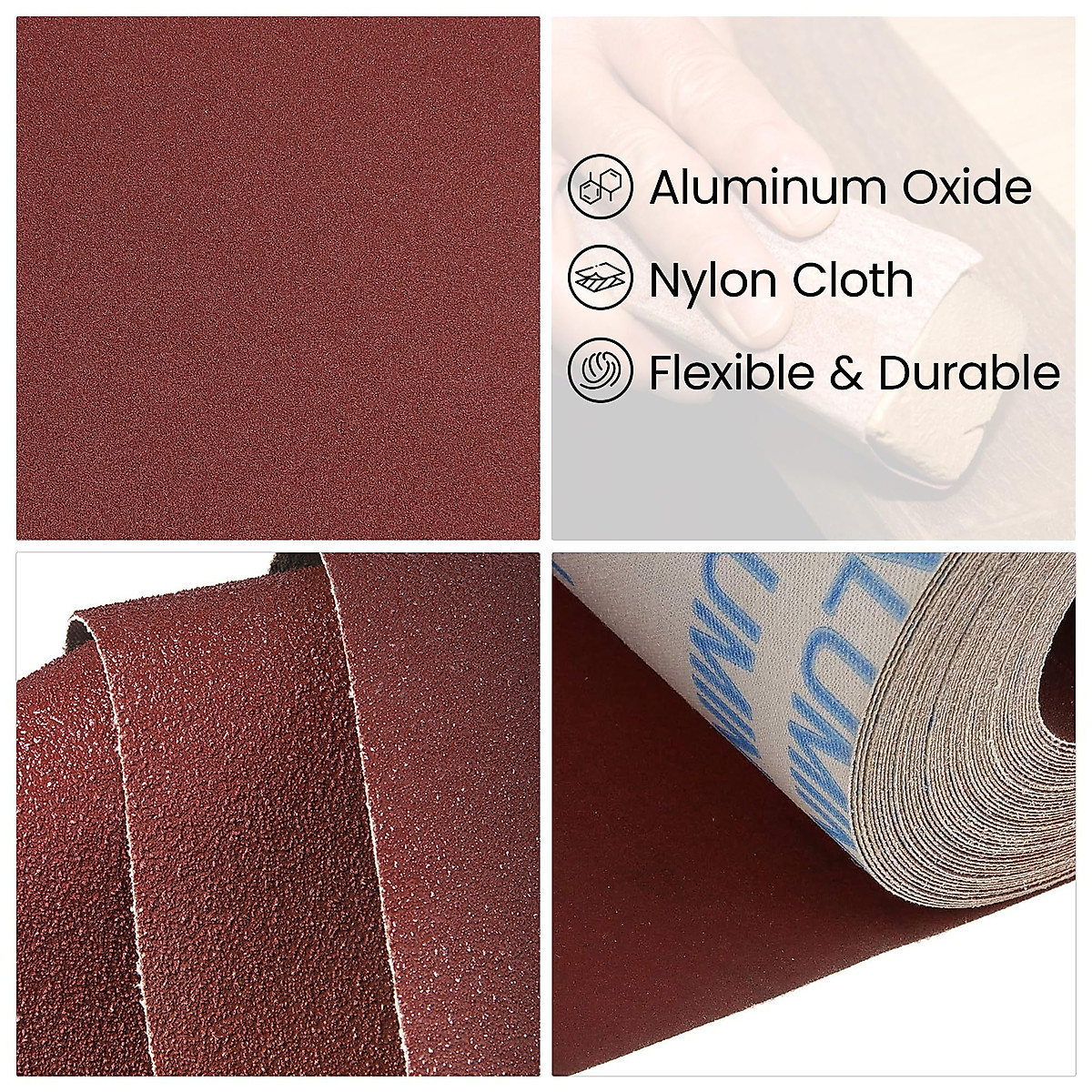 KENDO Emery Cloth Roll, 5 Grit Sandpaper Roll Assorted Sandpaper, Including 150 240 320 400 600 Grains, 6M for Woodworking, Automotive, Metal Polishing