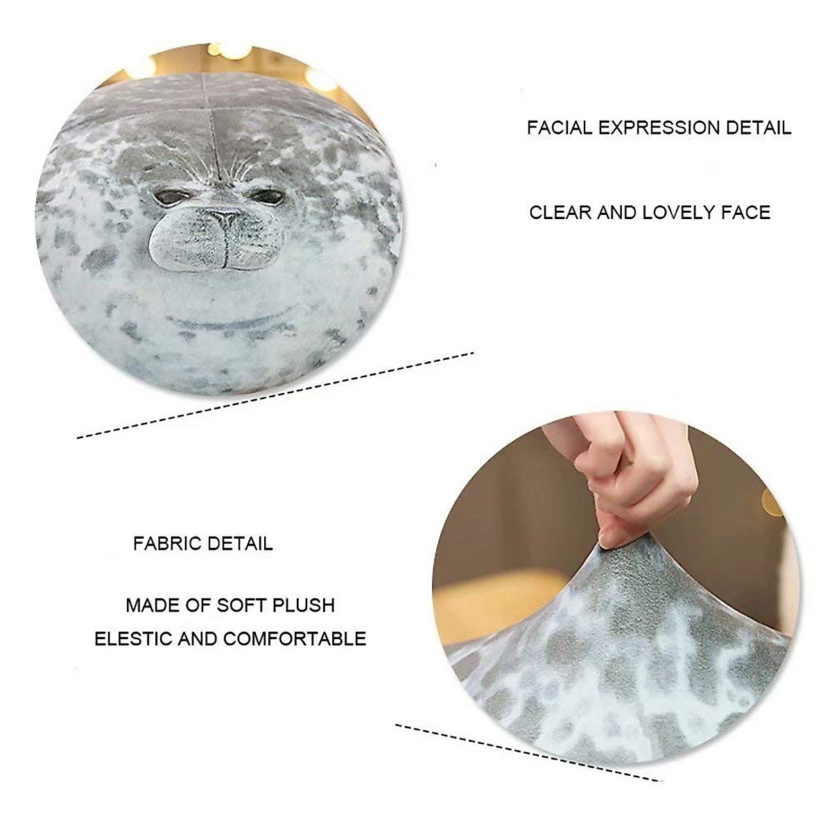 Baboies Plush Seal Pillow, Chubby Blob Seal Pillow Cute Seal Plush Toy Cotton Stuffed Animals (Grey Seals, Small)