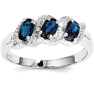 IceCarats 925 Sterling Silver Blue Sapphire Diamond Ring Gemstone Band Size 7.00
