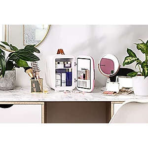 Subcold Pro4 Luxury Mini Fridge Cooler 4 Litre / 6 Cans AC & Exclusive USB ECO Power Option | Portable Small Refrigerator For The Office, Bedroom, Car, Travel, Skincare & Cosmetic (Pink)