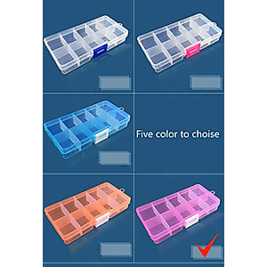 Arinasowa Pink Plastic Jewelry Box Organizer Storage Container with Adjustable Divider Removable 10 Grids