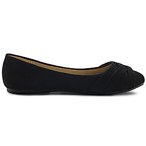 Ollio Women's Ballet Shoe Cute Casual Comfort Flat ZM1987(8.5 B(M) US, Black)