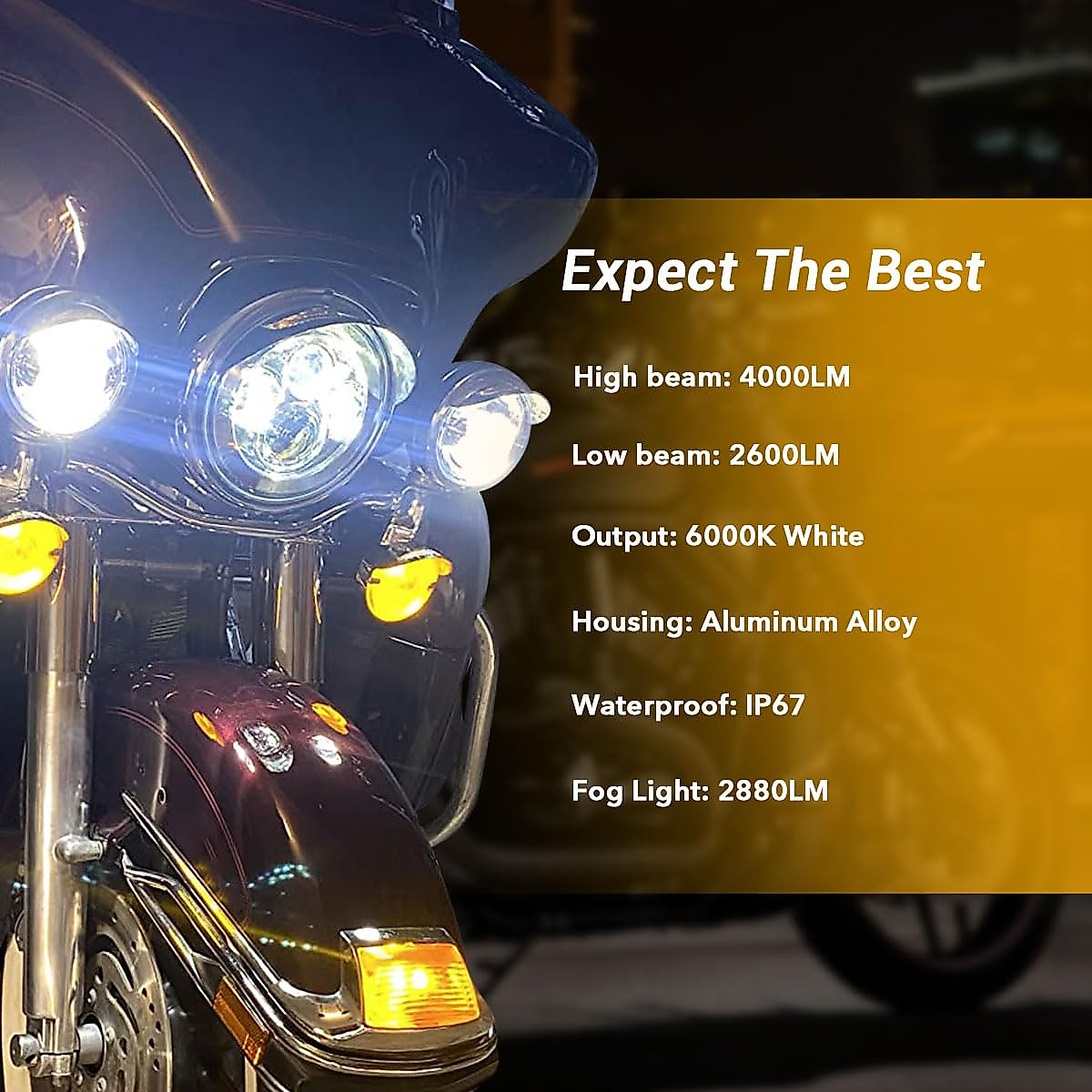 TRUCKMALL 7 inch LED Headlight Fog Passing Lights DOT Kit Ring Motorcycle for Touring Road King Ultra Classic Electra Street Glide Tri Cvo Heritage Softail Slim Deluxe Fatboy Chrome