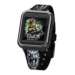 Accutime Kids Jurassic Park Jurassic World Black Educational Learning Touchscreen Smart Watch Toy for Boys, Girls, Toddlers - Selfie Cam, Learning Games, Alarm, Calculator and More (Model: JRW4041AZ)