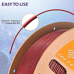 ERYONE Sparkly Glitter Shining PLA Filament for 3D Printer, 1.75mm +/-0.03mm, 1kg(2.2LBS)/Spool, Red