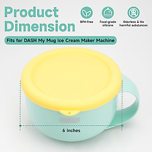 PUREKRA 2PCs Silicone Lids for Dash My Mug Ice Cream Maker, Silicone Bowl Covers for Dash Ice Cream Maker Mug, Ice Cream Storage Lids, Food-grade, Reusable, Freezer Dishwasher Safe (Bowl NOT Included)