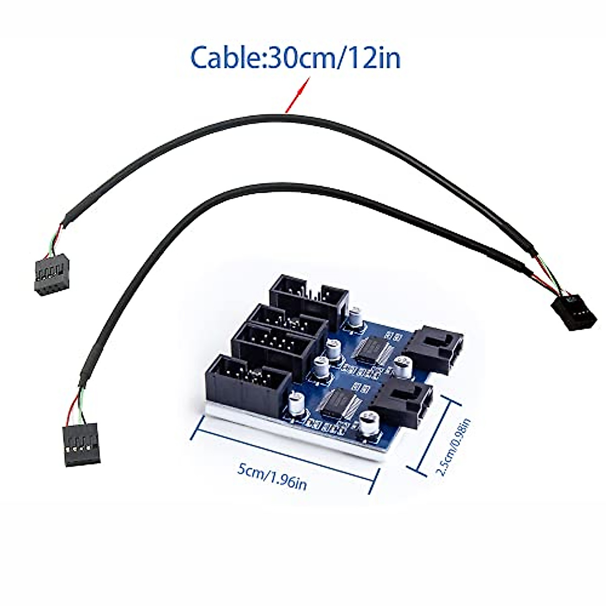 Expand Motherboard USB: 9Pin Header Splitter 1 to 4 Port Hub