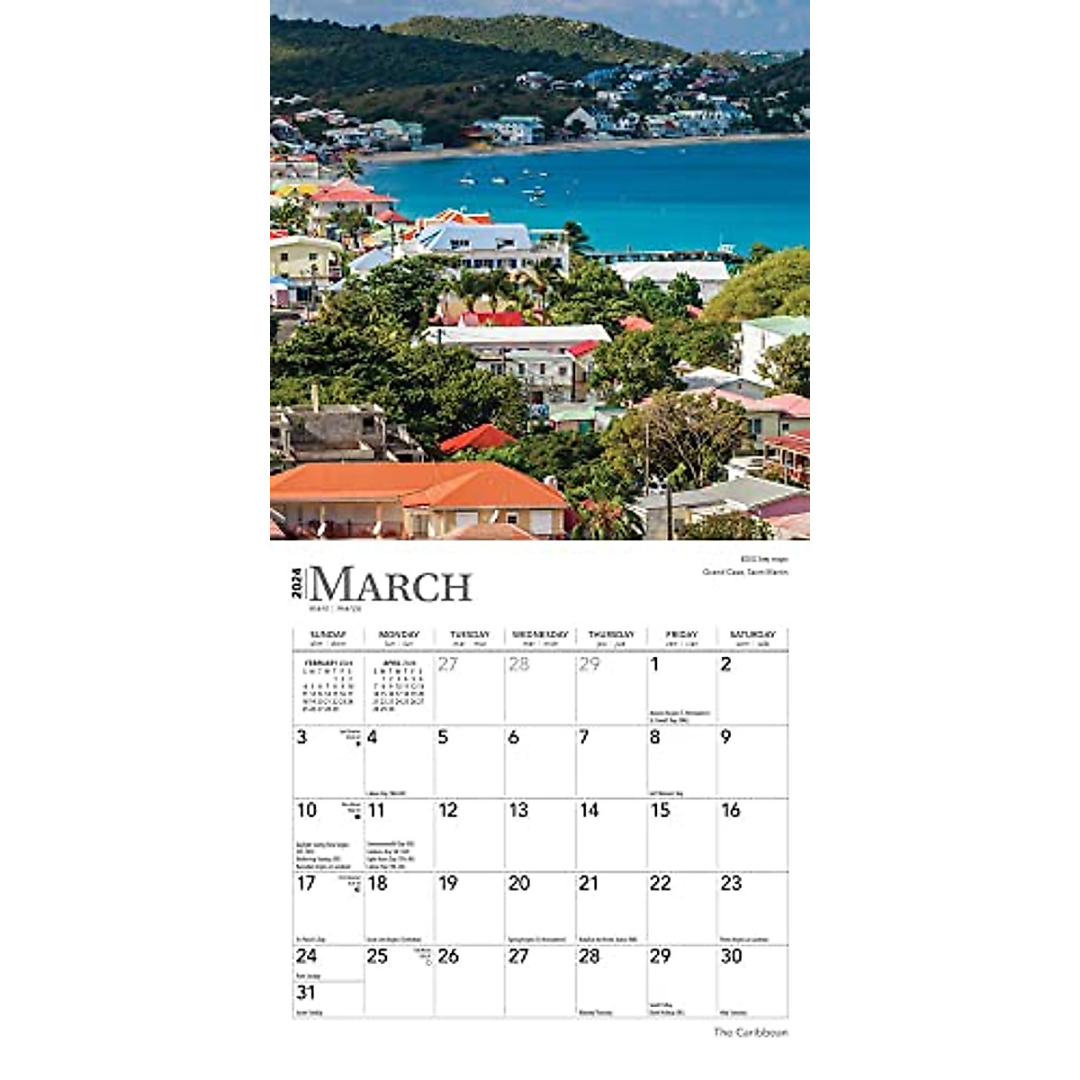 The Caribbean | 2024 7 x 14 Inch Monthly Mini Wall Calendar | BrownTrout | Travel Nature Beach Tropical
