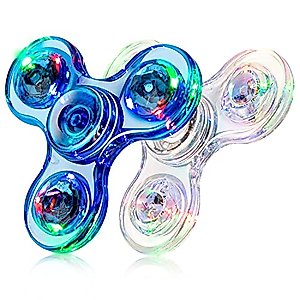 FIGROL 2 Pack Fidget Spinners｜LED Light Up Crystal Fidget Spinners for Children｜Glow in The Dark Goodie Bag Stuffers Classroom Prizes Return Gifts