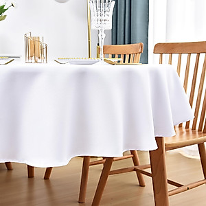 Nacuci Oval Tablecloth 60x102 Inch Polyester Fabric Table Cloth Solid White Heavy Duty Table Cover Washable for Dinning Kitchen Home Party