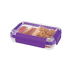 SnapLock by Progressive Split Container - Purple, SNL-1002P Easy-To-Open, Leak-Proof Silicone Seal, Snap-Off Lid, Stackable, BPA FREE