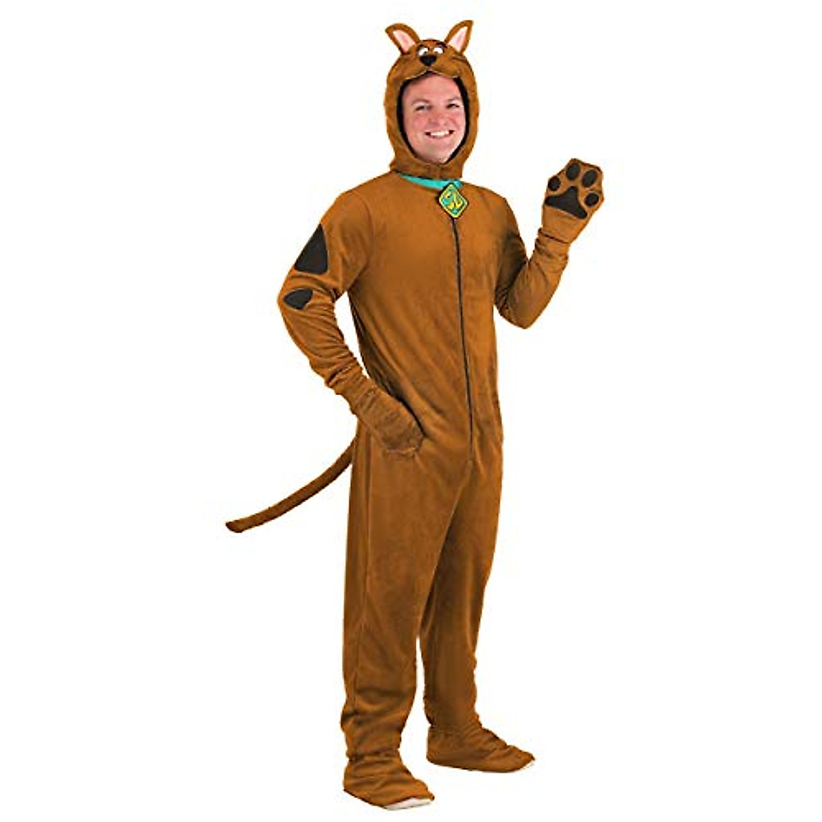 Fun Costumes Scooby Doo Costume for Adults, Brown Dog Jumpsuit for Movie Character Cosplay, Dress-Up Parties & Halloween Small