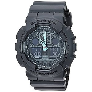 Casio Men's G-Shock Analog-Digital Watch GA-100C-8ACR, Grey/Neon Blue
