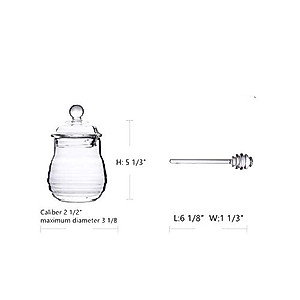 10 OZ Transparent Honey Jar with Dipper and Lid Glass Beehive Style Honey Pot for Home Kitchen Store Honey and Syrup