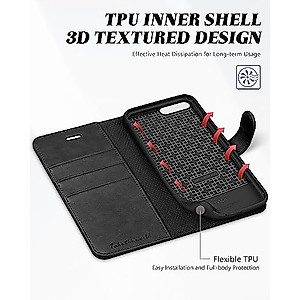 TUCCH iPhone 8 Plus Wallet Case, iPhone 7 Plus Case, Premium PU Leather Flip Case with Card Slot, Stand Holder, Magnetic Closure [Shockproof TPU Interior Case] Compatible with iPhone 7/8 Plus, Black