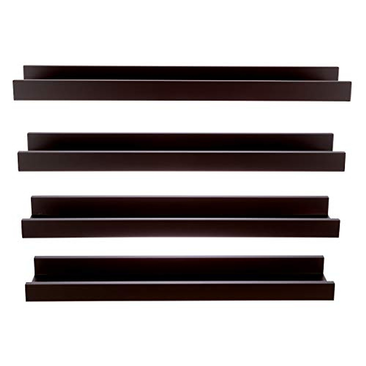 Kiera Grace Set of Four Edge Simple & Classic Decorative Engineered Wood Floating Wall-Mounted Picture Frame Shelves for Home, Room, & Office, 23" L x 4" W x 2" H, Brown