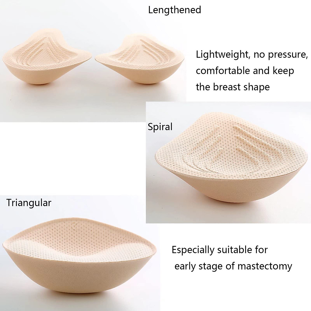 CYTMTZGA Cotton Mastectomy Breast Prosthesis Breast Forms Bra Insert Pads Light-weight Ventilation Sponge Boobs Sp2ML