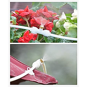 homenote Misting Cooling System 59FT (18M) Misting Line + 16 Brass Mist Nozzles + a Metal Adapter(3/4”) Outdoor Trampoline Sprinkler Mister Patio Garden Greenhouse for Waterpark