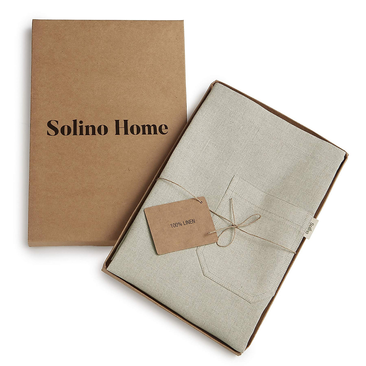 Solino Home Linen Kitchen Apron – 100% Pure Linen Bib Apron for Men & Women with front Pockets – Handcrafted from European Flax – Natural