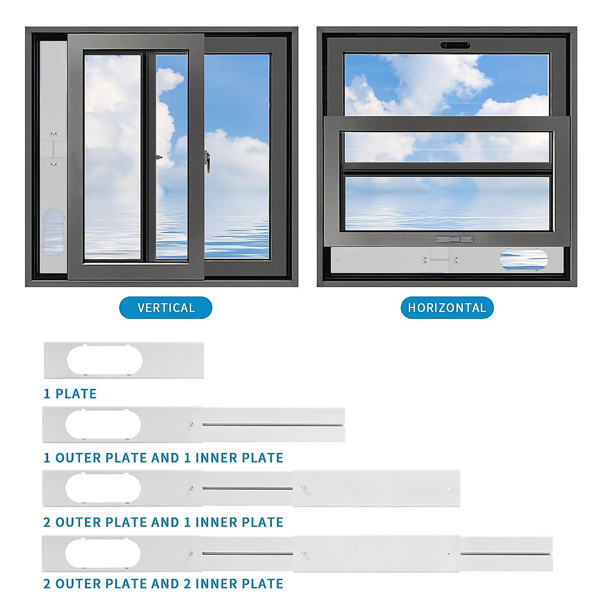KXXFFWS Portable Air Conditioner Window Vent Kit with 5” Exhaust Hose,Universal AC parts Anti-Clockwise Hose for Portable AC Unit