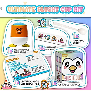 Insta Slushy Maker Cup for Kids – Penguin Compact Make & Serve Slushie Cup Allows You to Make Refreshing Slushies, Smoothies & Other Frozen Drinks in Minutes – The Ultimate Slush Cup Experience