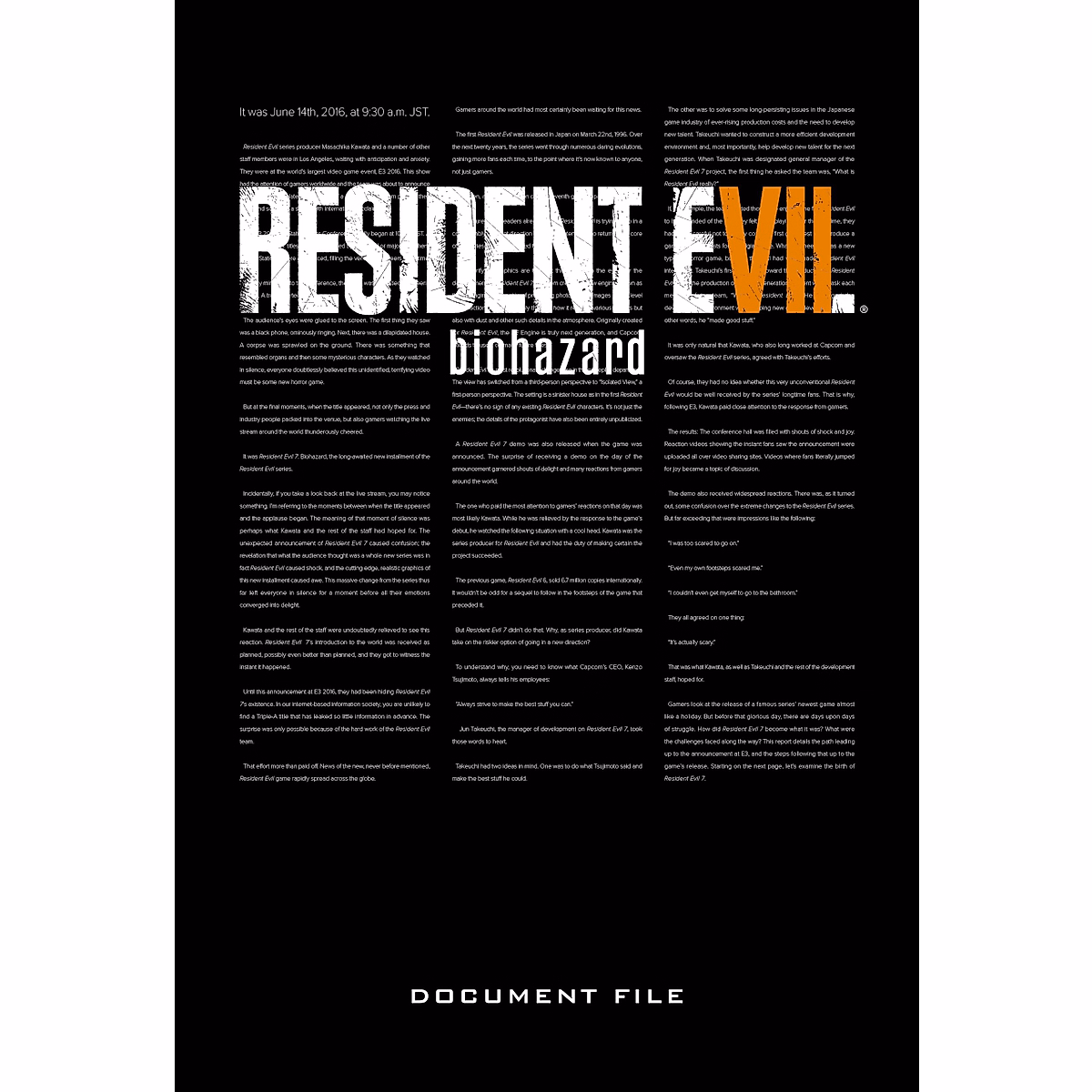 Resident Evil 7: Biohazard Document File