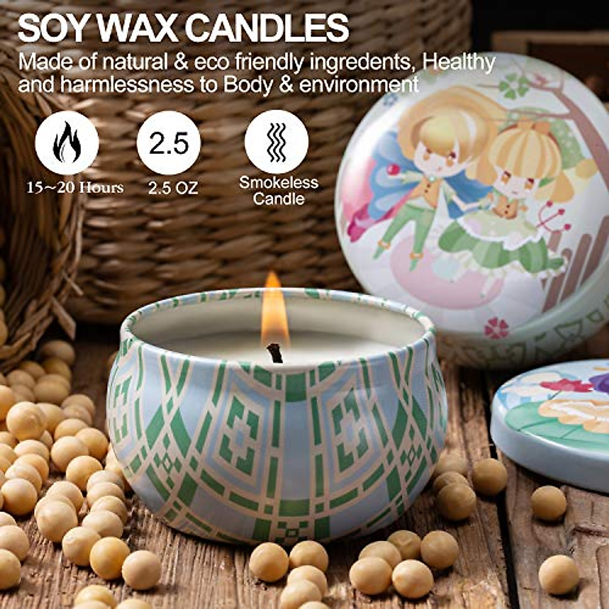Bauhinia 12 Constellations Scented Candles Soy Wax Tin Candles, Natural Fragrance Candles for Stress Relief and Aromatherapy Candles Set of 12