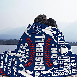 HAXOILO Baseball Gifts for Boys, Baseball Blankets Baseball Team Gifts 50x60 Warm Cozy Flannel Throw Blanket Baseball Gifts for Coach and Men